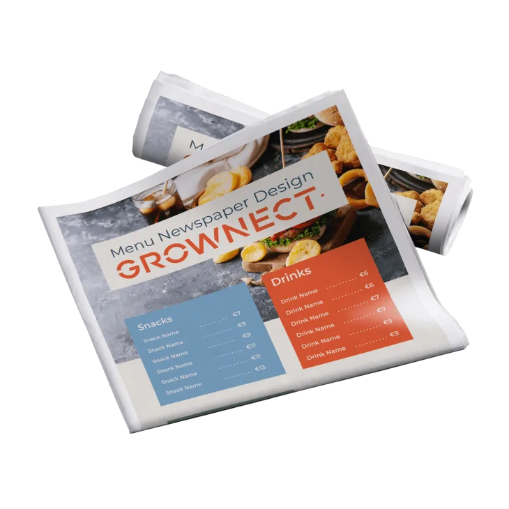 Menu newspaper design - GrowNect® - We design, create, improve and ...